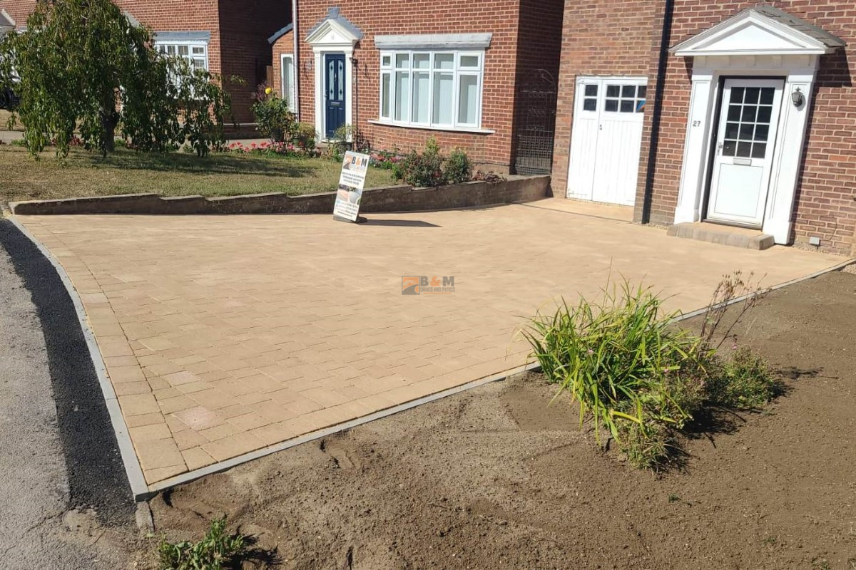 Golden Tegula Paved Driveway in Newton Longville - B & M Drives and Patios